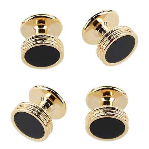 Trafalgar Xaviar Ring Detailed Circular Cufflink Stud Set