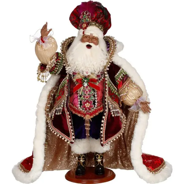 MARK ROBERTS African American Christmas Jewel Santa - Burgundy