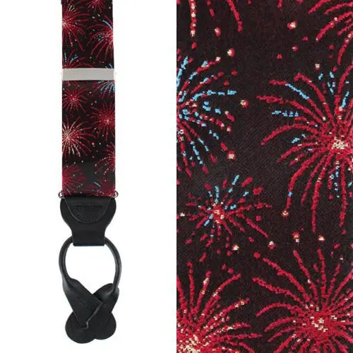Trafalgar Illumination Explosion Silk Button End Suspenders - Black