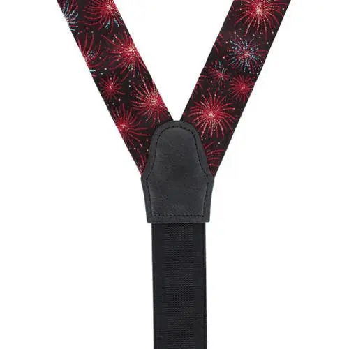 Trafalgar Illumination Explosion Silk Button End Suspenders - Black