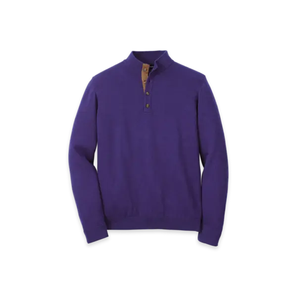 PAUL FREDRICK Supima Cotton Four-button Mock Neck Sweater - Plum