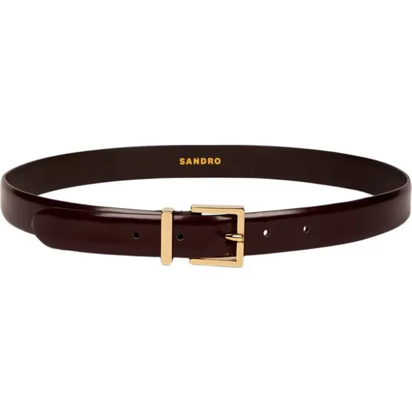 Sandro Smooth Leather Belt With Metal Buckle - Bordeaux