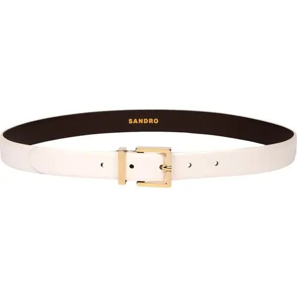 Sandro Smooth Leather Belt With Metal Buckle - White