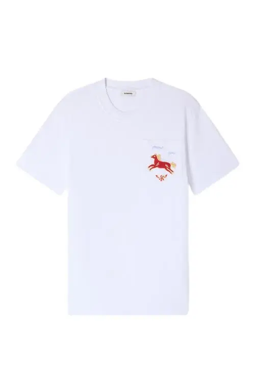 Sandro Embroidered Horse Cotton T-shirt - White