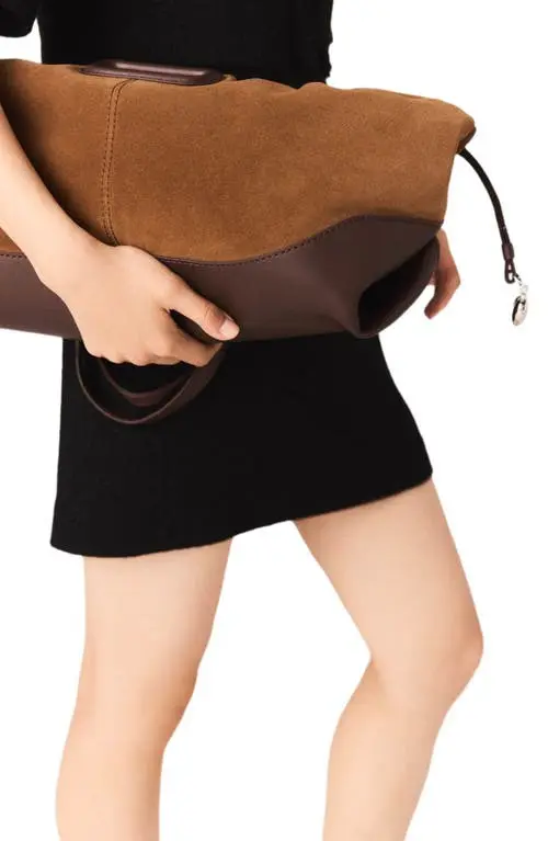Maje Leather And Suede Milpli Tote Bag