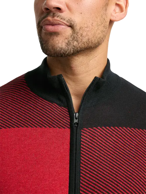 PAUL FREDRICK Cotton Full Zip Mock Neck Sweater