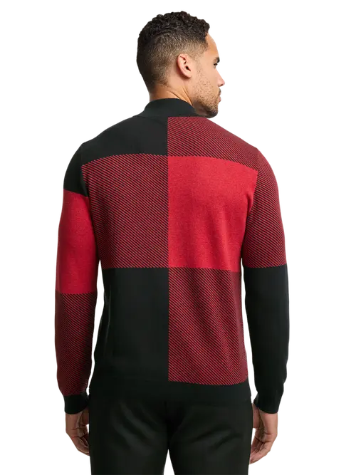 PAUL FREDRICK Cotton Full Zip Mock Neck Sweater