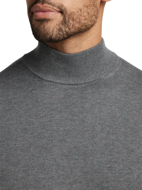 PAUL FREDRICK Mock Neck Supima Cotton Sweater - Medium Grey