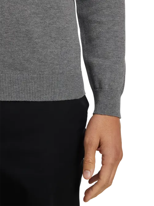 PAUL FREDRICK Mock Neck Supima Cotton Sweater - Medium Grey