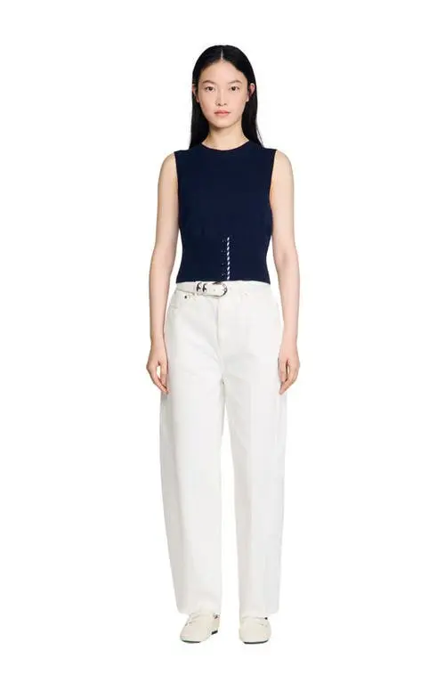 Sandro Cropped Wool-cashmere Sweater