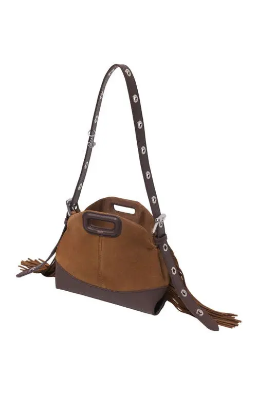 Maje Miss M Mini Bag In Leather And Suede - Camel/brown