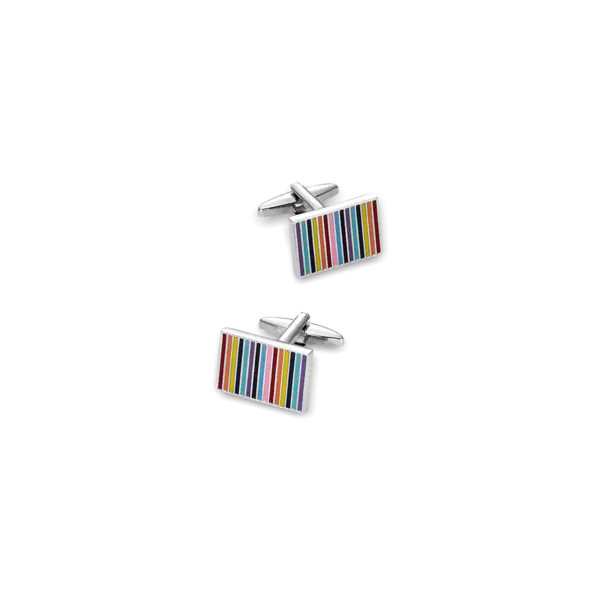 PAUL FREDRICK Enamel Stripe Cufflinks - Multi
