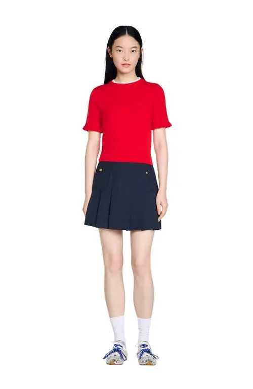Sandro Contrast Collar Wool Sweater