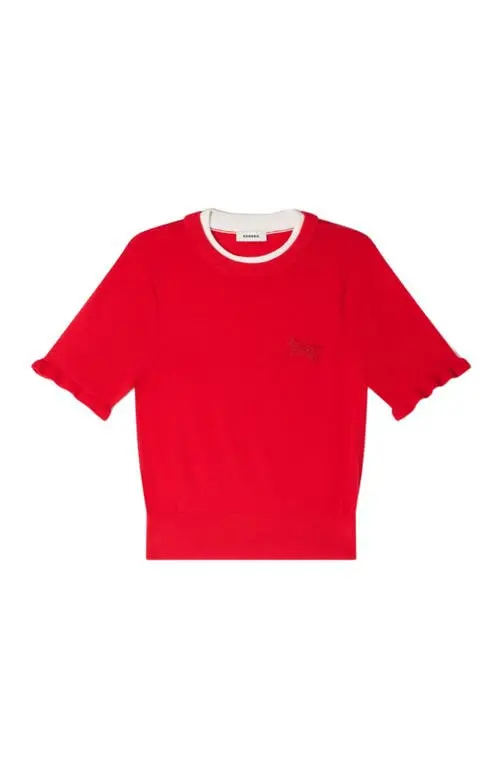 Sandro Contrast Collar Wool Sweater