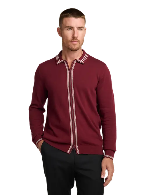 PAUL FREDRICK Cotton Full Zip Polo