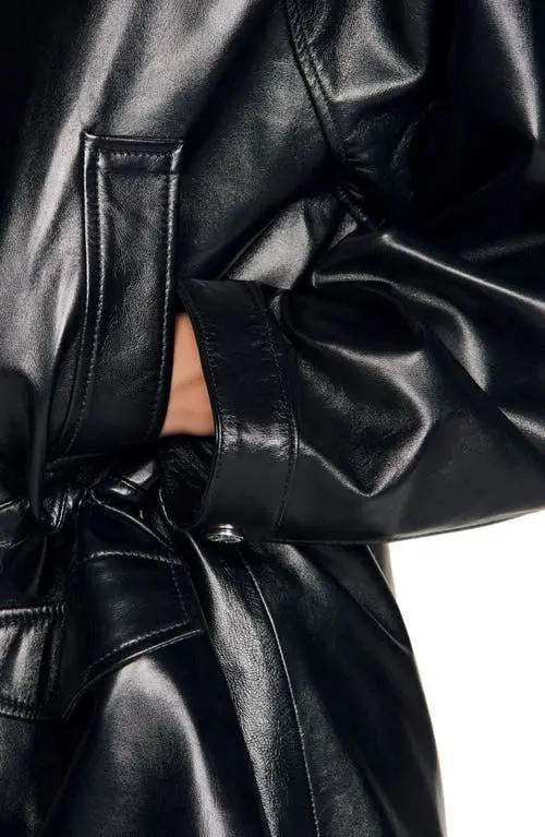 Sandro Loose-fit Lambskin Leather Jacket