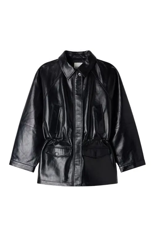 Sandro Loose-fit Lambskin Leather Jacket