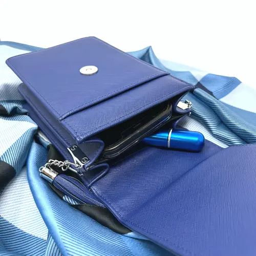 YOUZEY Vegan Saffiano Leather Crossbody Purse - Blue