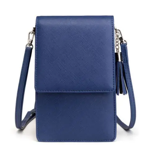 YOUZEY Vegan Saffiano Leather Crossbody Purse - Blue