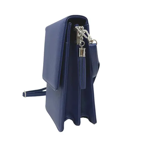 YOUZEY Vegan Saffiano Leather Crossbody Purse - Blue