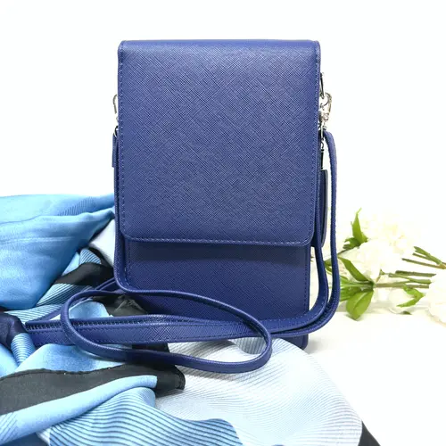 YOUZEY Vegan Saffiano Leather Crossbody Purse - Blue