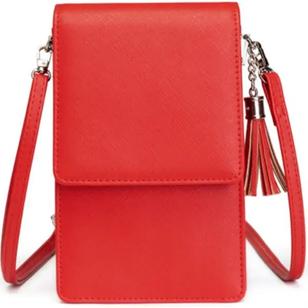 YOUZEY Vegan Saffiano Leather Crossbody Purse - Red