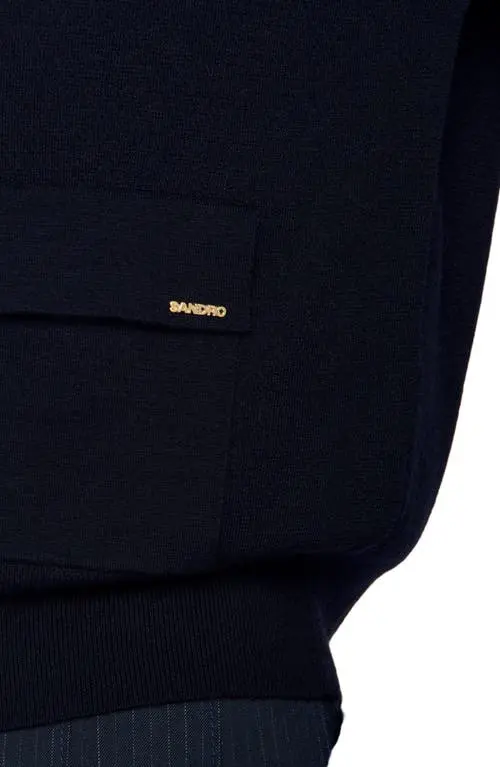 Sandro V-neck Wool Jumper - Navy Blue