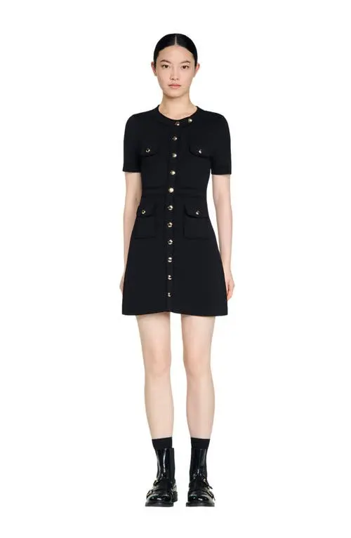 Sandro Button-up Knit Short Dress