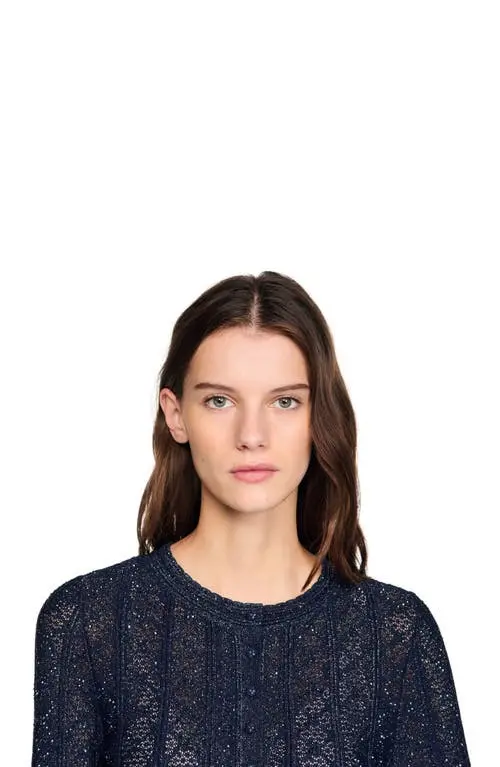 Sandro Strass Knit Cropped Cardigan