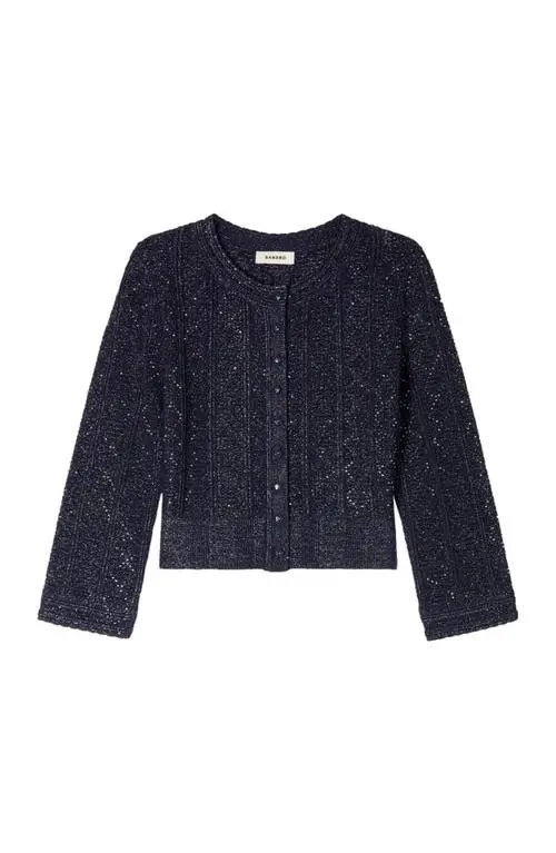 Sandro Strass Knit Cropped Cardigan