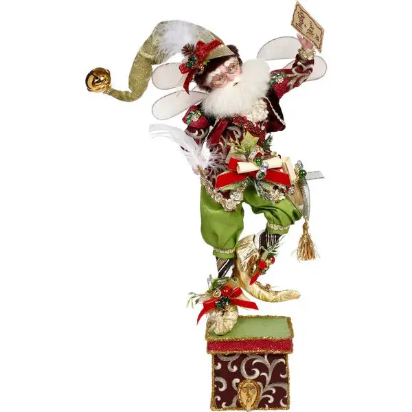 MARK ROBERTS Naughty Or Nice Fairy Stocking Holder - Burgundy