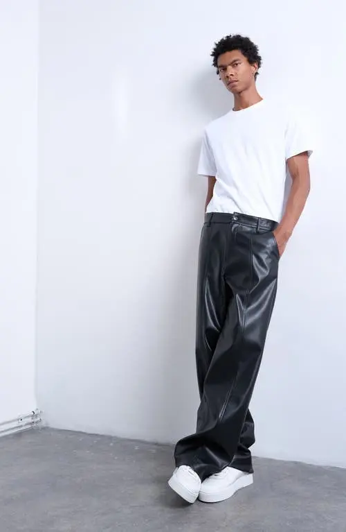 Topman Baggy Fit Faux Leather Trousers