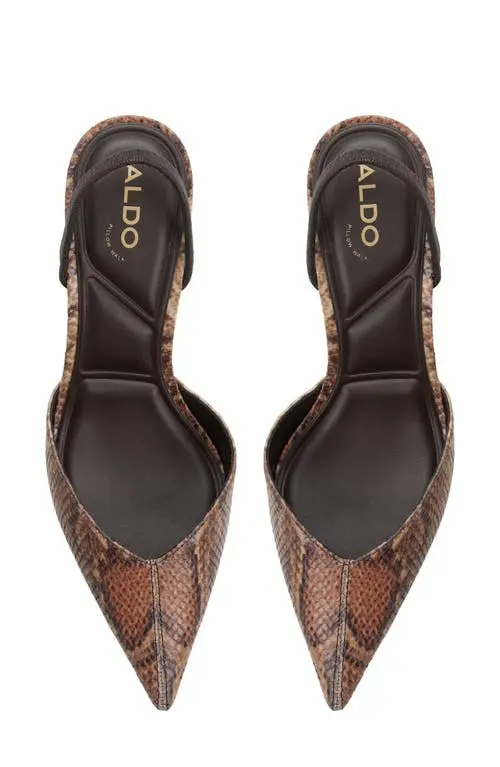 Aldo Pointed Toe Slingback Pumps - Brown Multi