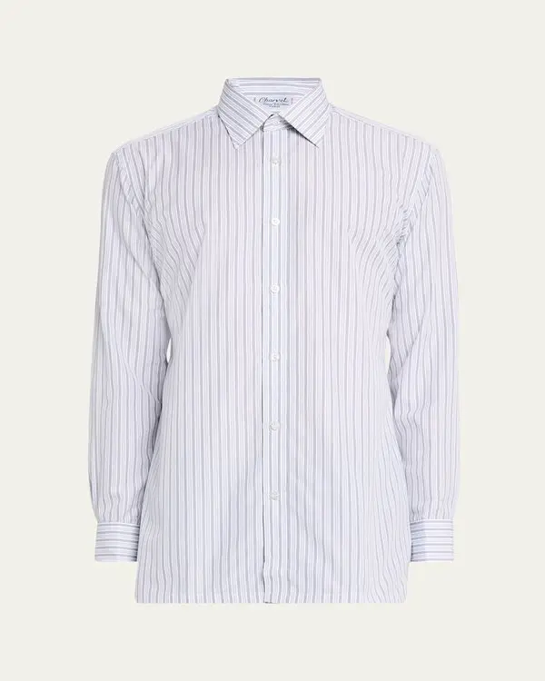 Charvet Cotton Multi-stripe Sport Shirt - Gray
