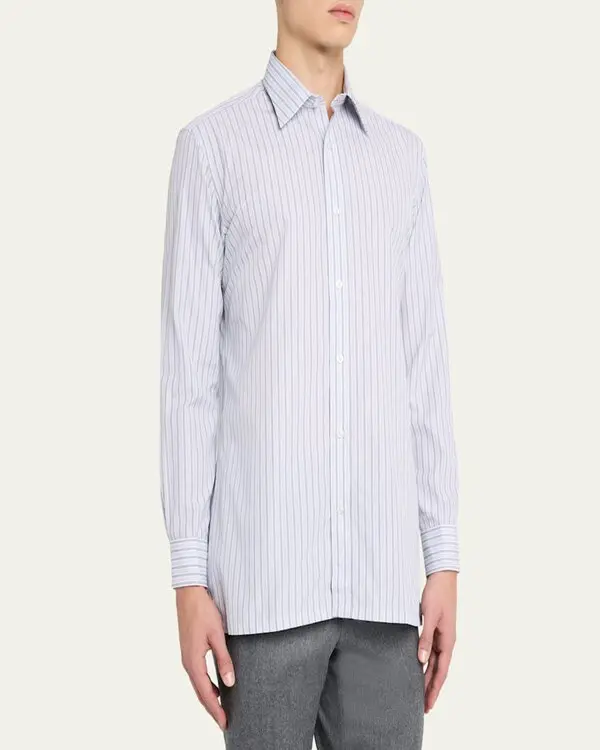 Charvet Cotton Multi-stripe Sport Shirt - Gray
