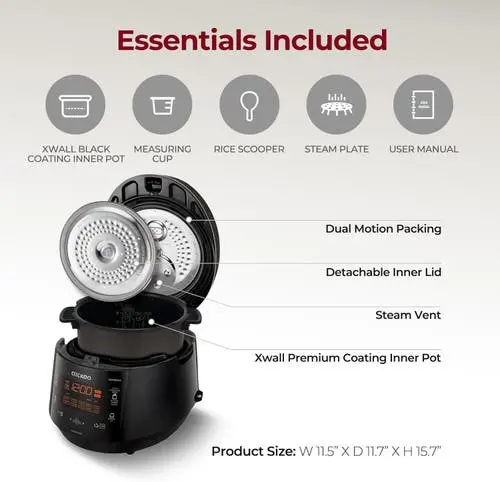 CUCKOO 10-cup Heating Pressure Rice Cooker With Nonstick Inner Pot