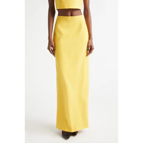 Carolina Herrera Stretch Virgin Wool Column Skirt - Daffodil