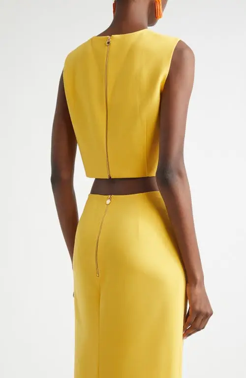 Carolina Herrera Stretch Virgin Wool Crop Top - Daffodil