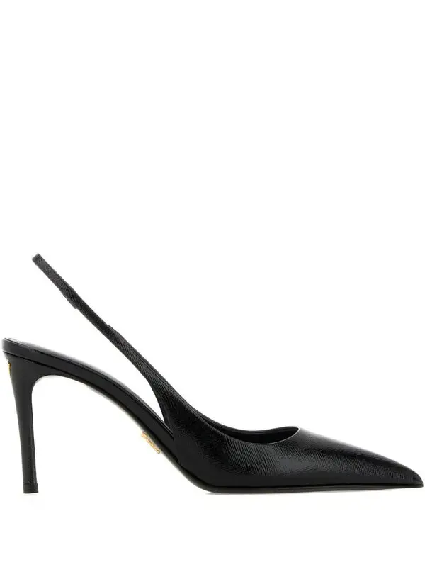 Prada Leather Heeled Slingback Pumps - Black