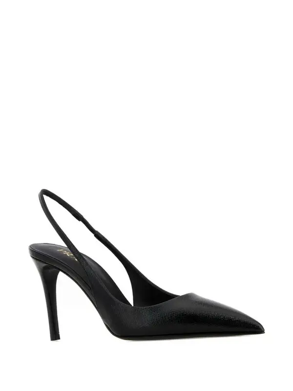 Prada Leather Heeled Slingback Pumps - Black