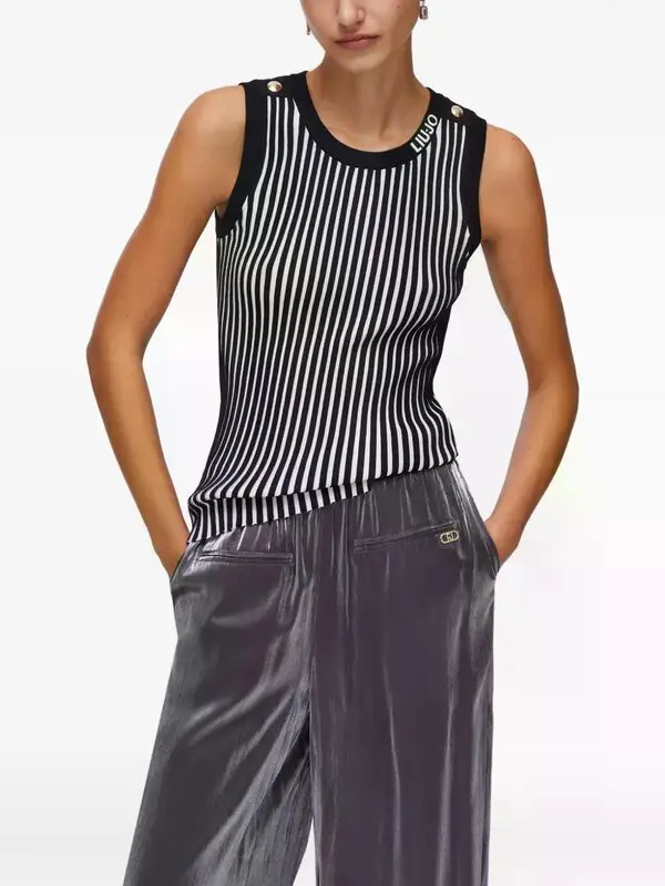 Liu Jo Striped Knitted Sleeveless Top - Black