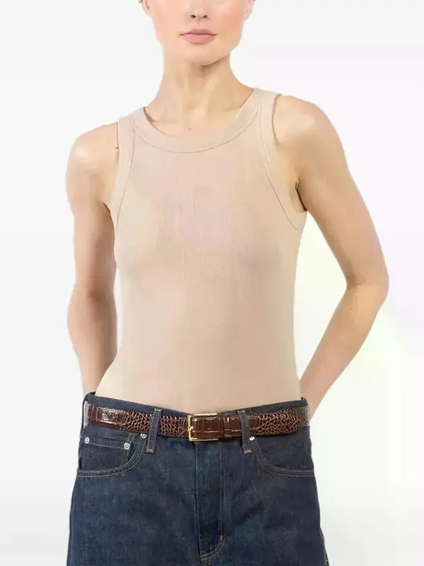 Velvet By Graham & Spencer Ribbed Round-neck Tank Top - Neutrals