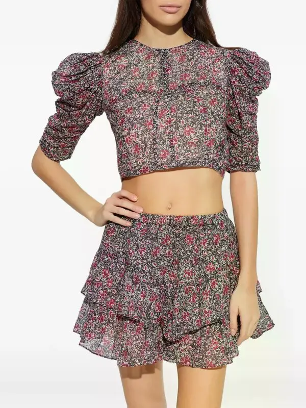 MARANT ETOILE Silva Floral Print Cropped Blouse