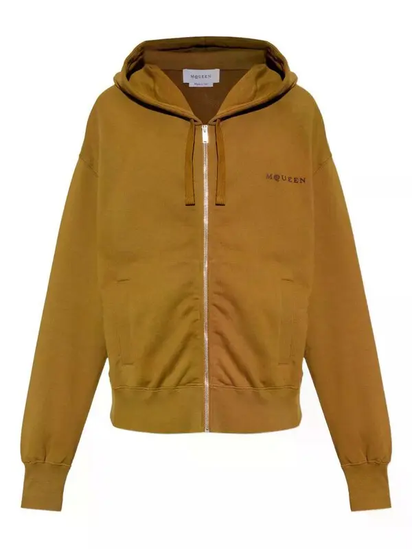 Alexander McQueen Zip-up Hooded Sweatshirt - Brown