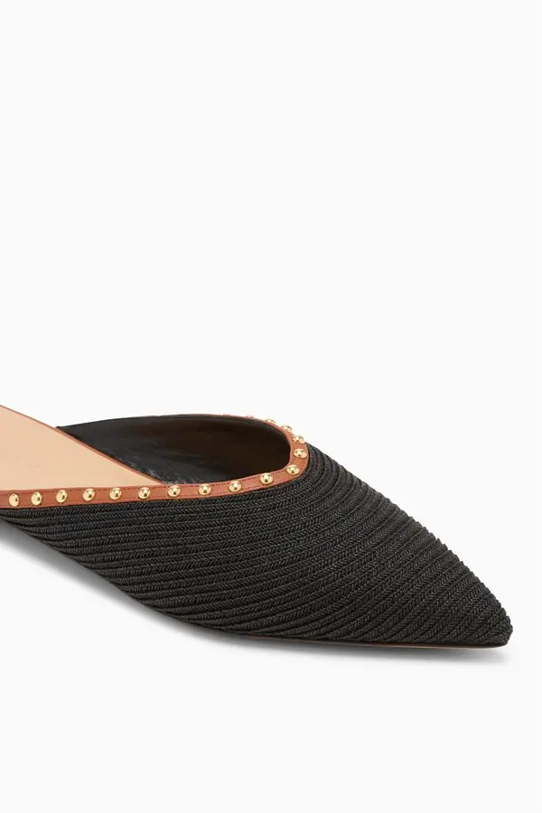 Ulla Johnson Hera Raffia Mule With Studded Trim
