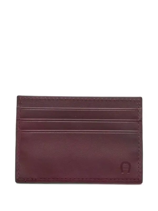 AIGNER Logo-embossed Leather Card Holder - Red