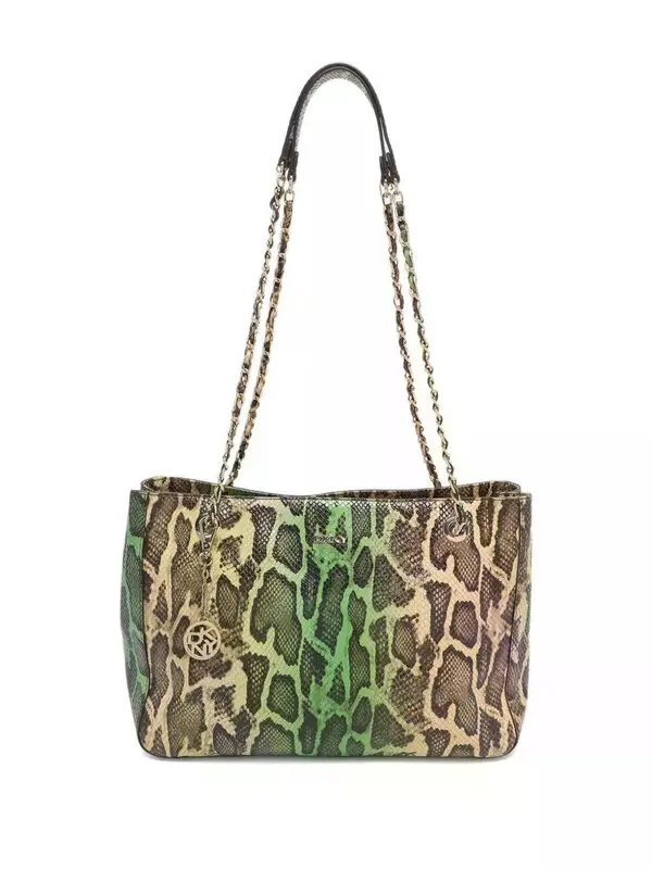 Dkny Python-embossed Tote With Chain Top Handles