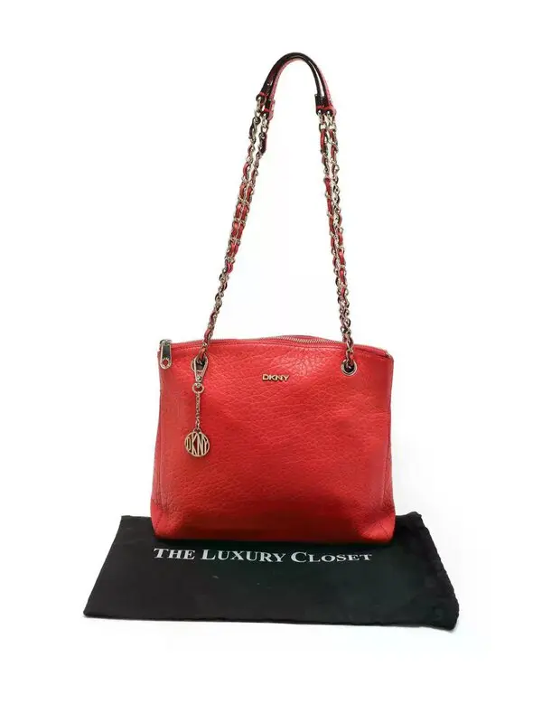 Dkny Leather Tote With Chain Straps