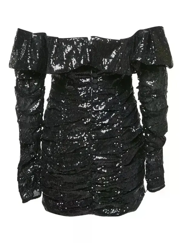 Attico Ruffled Sequin Off-the-shoulder Mini Dress
