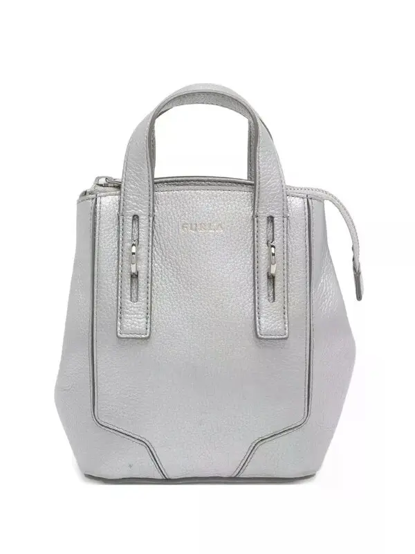 Furla Mini Perla Leather Tote Bag - Silver